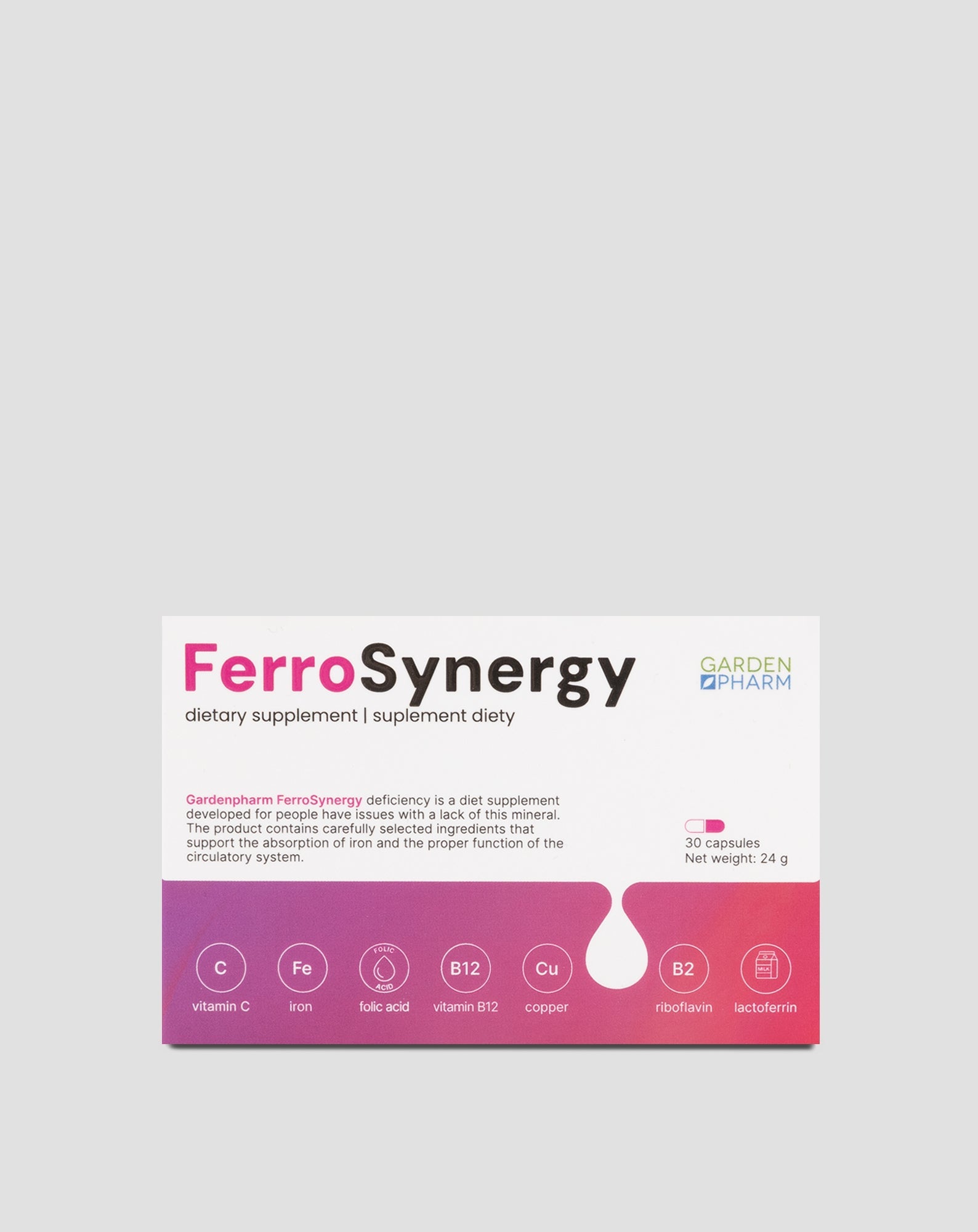 Dietary supplement for iron deficiency to support absorption with ...